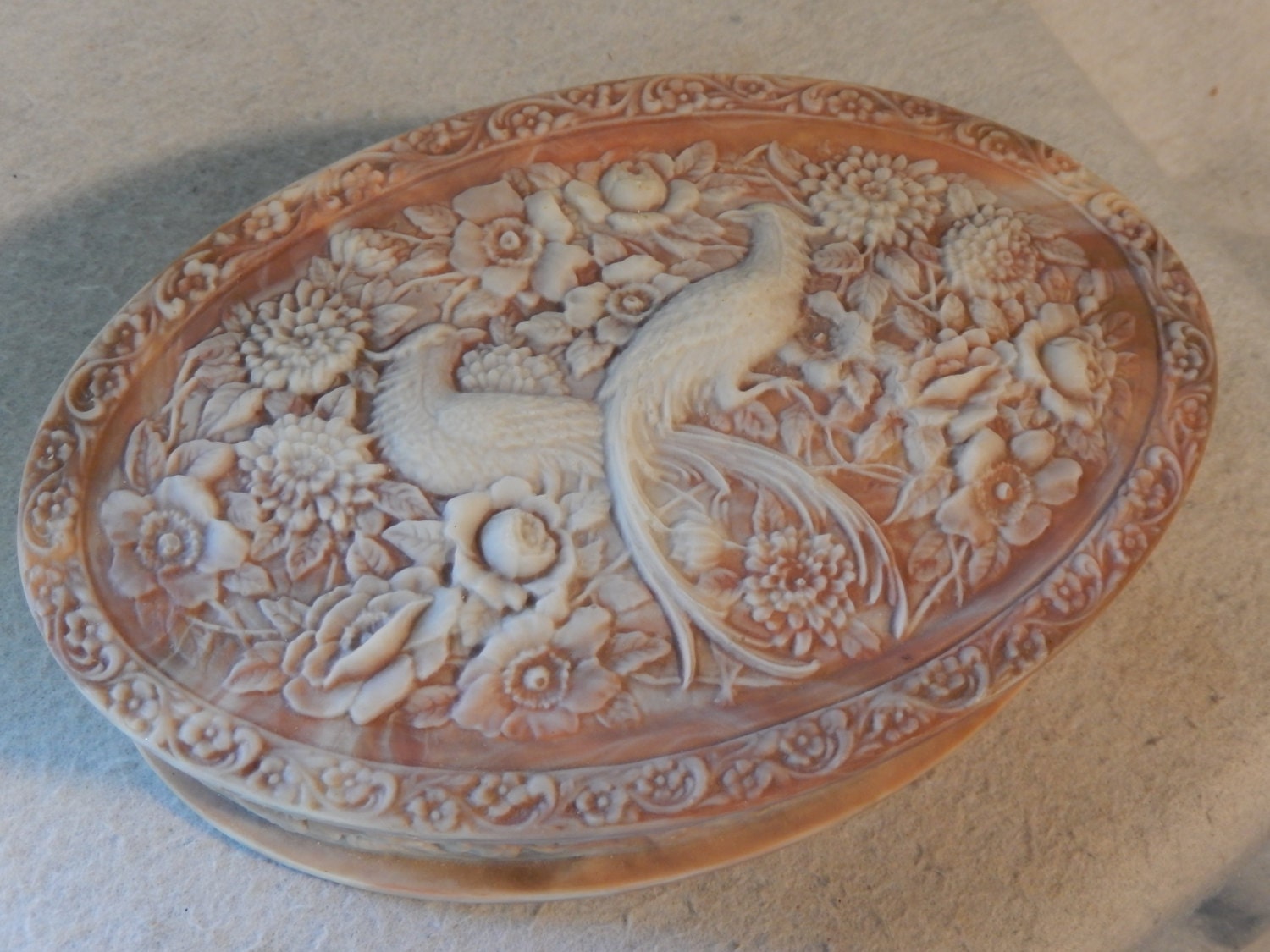 FREE Shipping Vintage LARGE Dusty Rose Pink Incolay Stone Bird Of ...