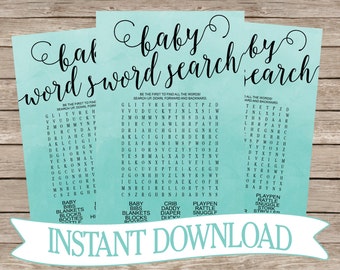 SAFARI ANIMALS Word Search Baby Shower Game by celebrateitparties