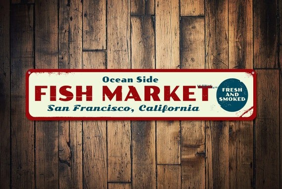 Fish Market Sign Personalized Ocean Side Seafood Market Sign