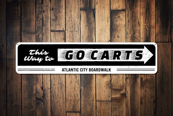 Go Carts This Way Sign Personalized Boardwalk Location Arrow