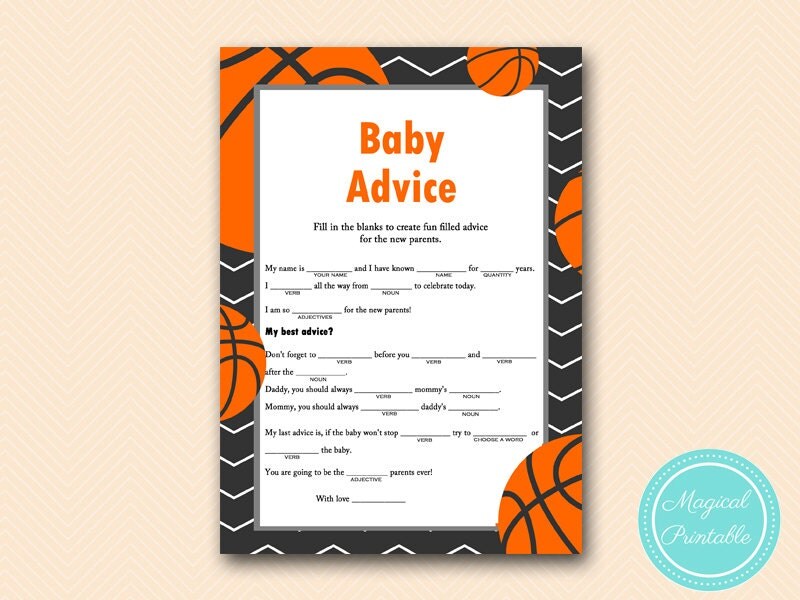 Baby Advice for new parents baby mad lib Basketball Baby