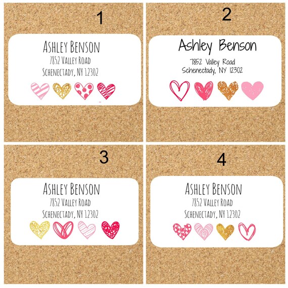 Cute Return address labels with hearts mailing labels return
