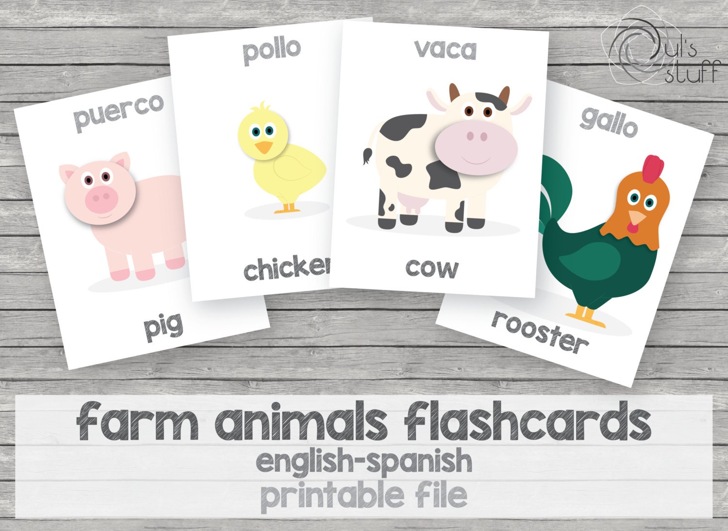 Tarjetas de animales de la granja imprimibles para niños