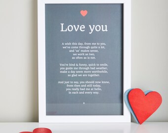 Unique love poem related items | Etsy