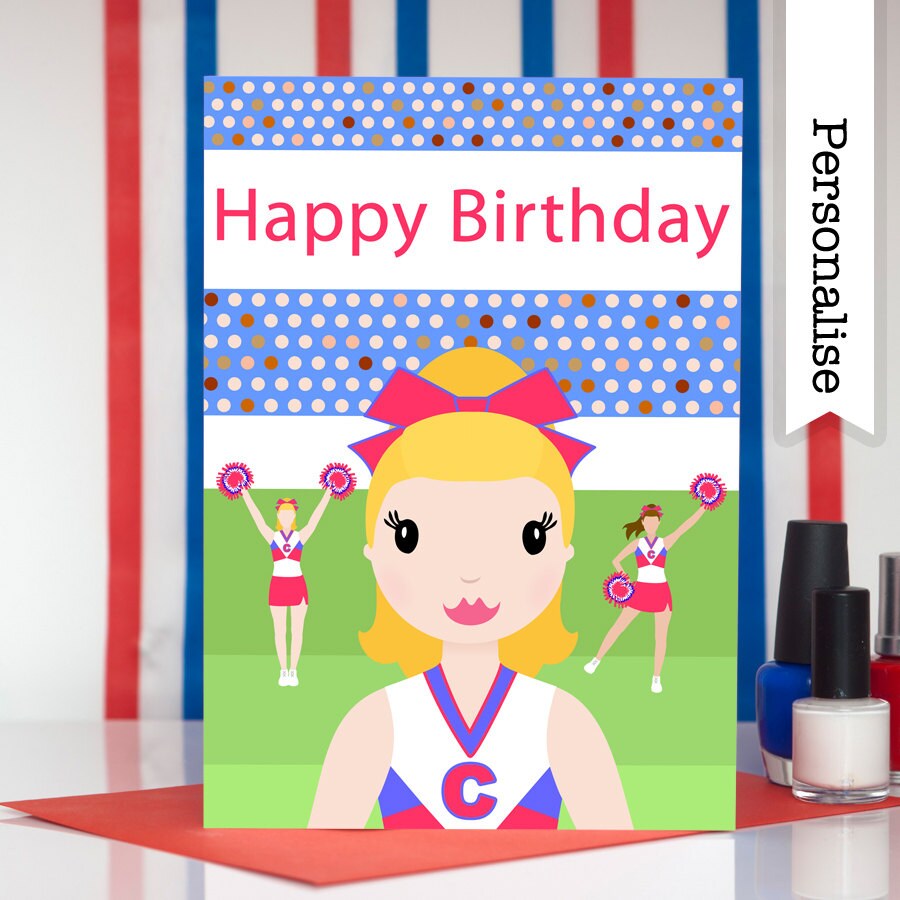 Cheerleader / Queen Birthday Card Personalised Card For