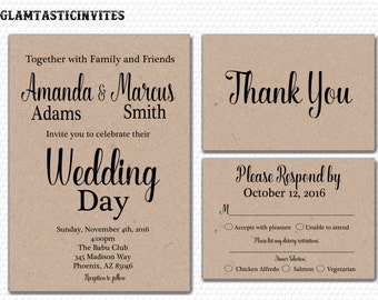 Rustic Wedding Invitation Printable Country by GlamtasticInvites