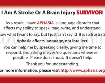 Aphasia Emergency Information Cards Card by PrintsNGraphicsByKim