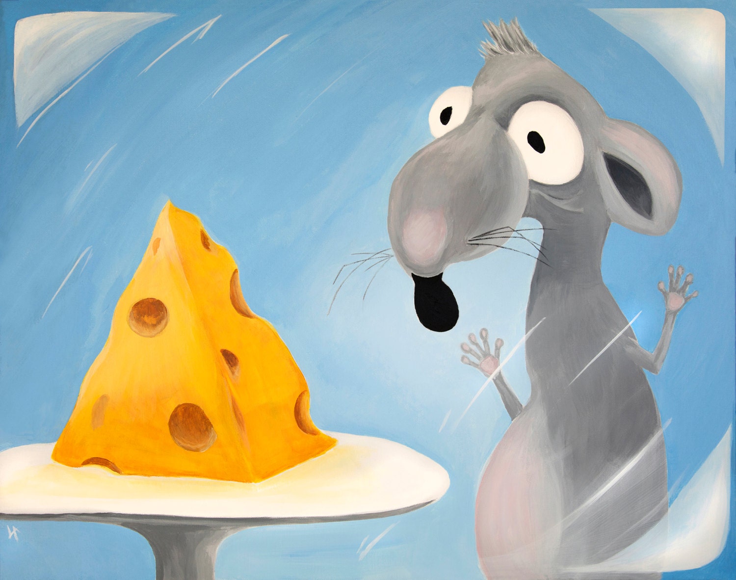 Funny Mouse Looking At Cheese Print // The Big Cheese