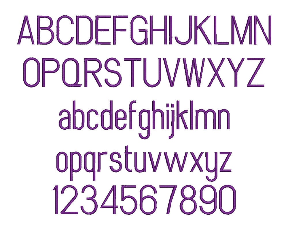 3 Size Narrow Block Font Embroidery Designs BX fonts Machine