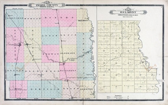 1892 Map of Traill County North Dakota