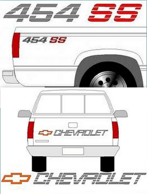454 SS KIT CHEVY Truck Tailgate & Bedside Decals 90-91