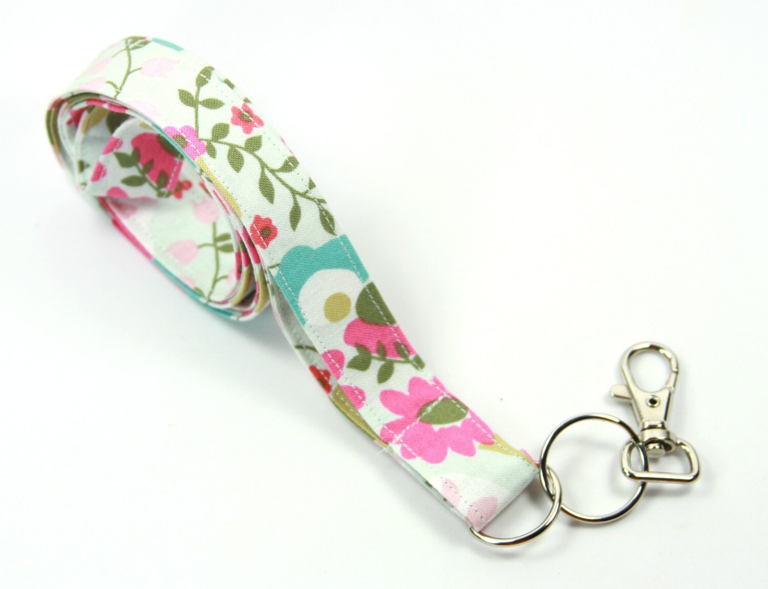 FLORAL Fabric lanyard Pink Flowers Lanyard Flower Badge