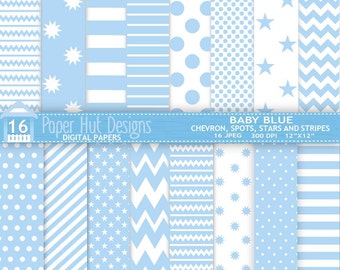 BABY BLUE Digital Paper & Printable Background Patterns