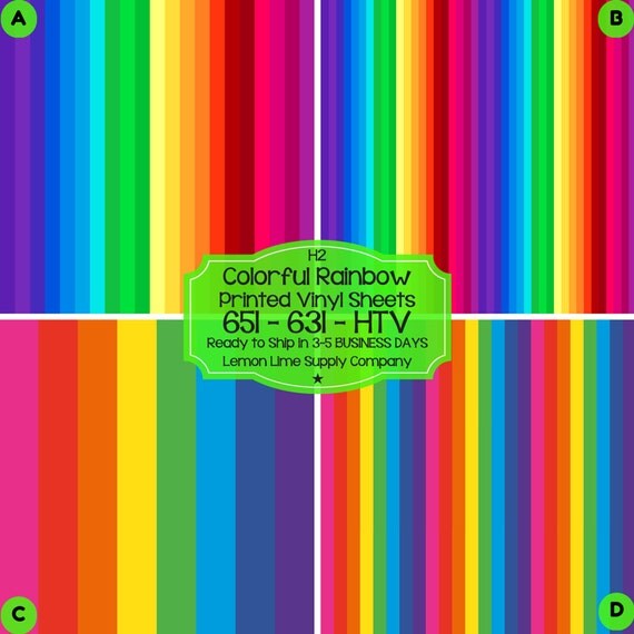 Rainbow Print Vinyl/Printed Heat Transfer by LemonLimeSupplyCo