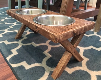 Rustic dog feeder | Etsy