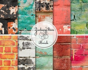 Items similar to Distressed Brick Digital Papers - Printable White ...