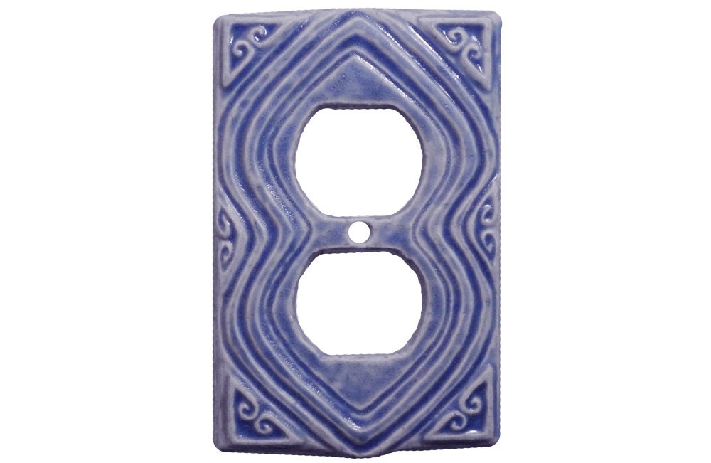 Moroccan Ceramic Duplex Outlet Cover in light by HoneybeeCeramics