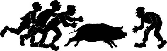 farmers chasing hog pig png clip art Printable Images graphics
