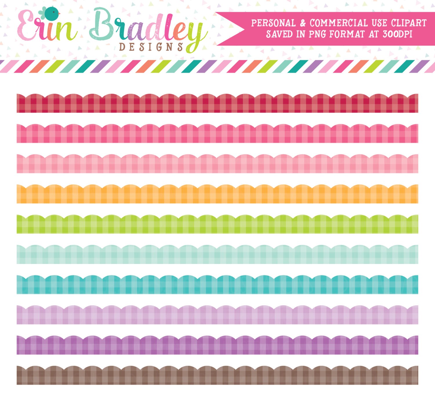 Scalloped Gingham Borders Clipart Clip Art Personal