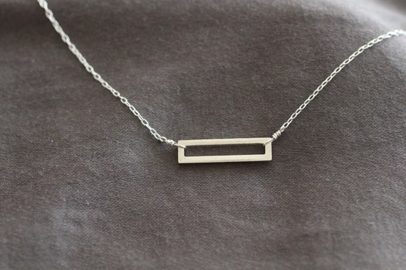 simple silver necklace sterling silver necklace rectangle