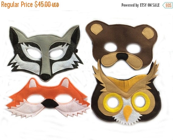 ON SALE Children's Woodland Animals Felt Mask by MagicalAttic