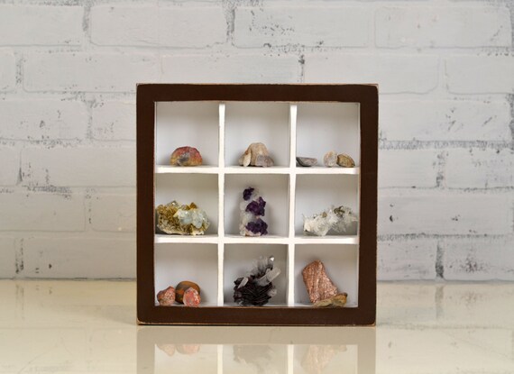 Display Case Shadow Box Frame with 9 Small by signedandnumbered