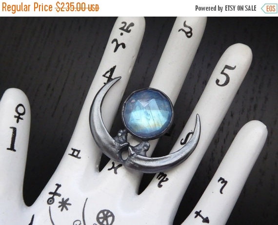 MID YR SALE The Raven Moon Ring Moonstone by charlotteburkhart