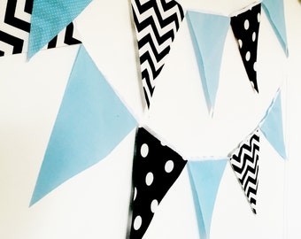 Mini pennant fabric banner bunting in pale pink and gray