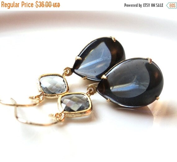Sapphire blue vintage and gray modern glass by blackandwhitejewels