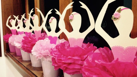 Silhouette Ballerina with tissue paper tutu / flower pot