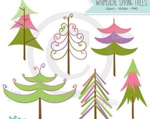 Sale Trees Clipart, Whimsical Tree Clipart, Modern Trees Digital Clipart