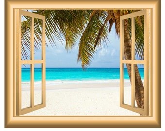 Ocean Fish Porthole Window View Wall Decal Coral Reef by VWAQ