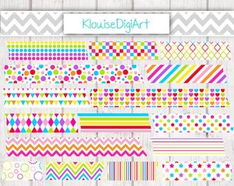 Rainbow Washi Tape Clipart Digital Clip Art Pattern Tape