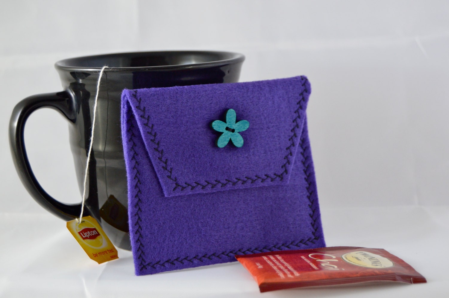 Tea Bag Carrier Purple Tea Tote Reusable Tea Pouch Tea