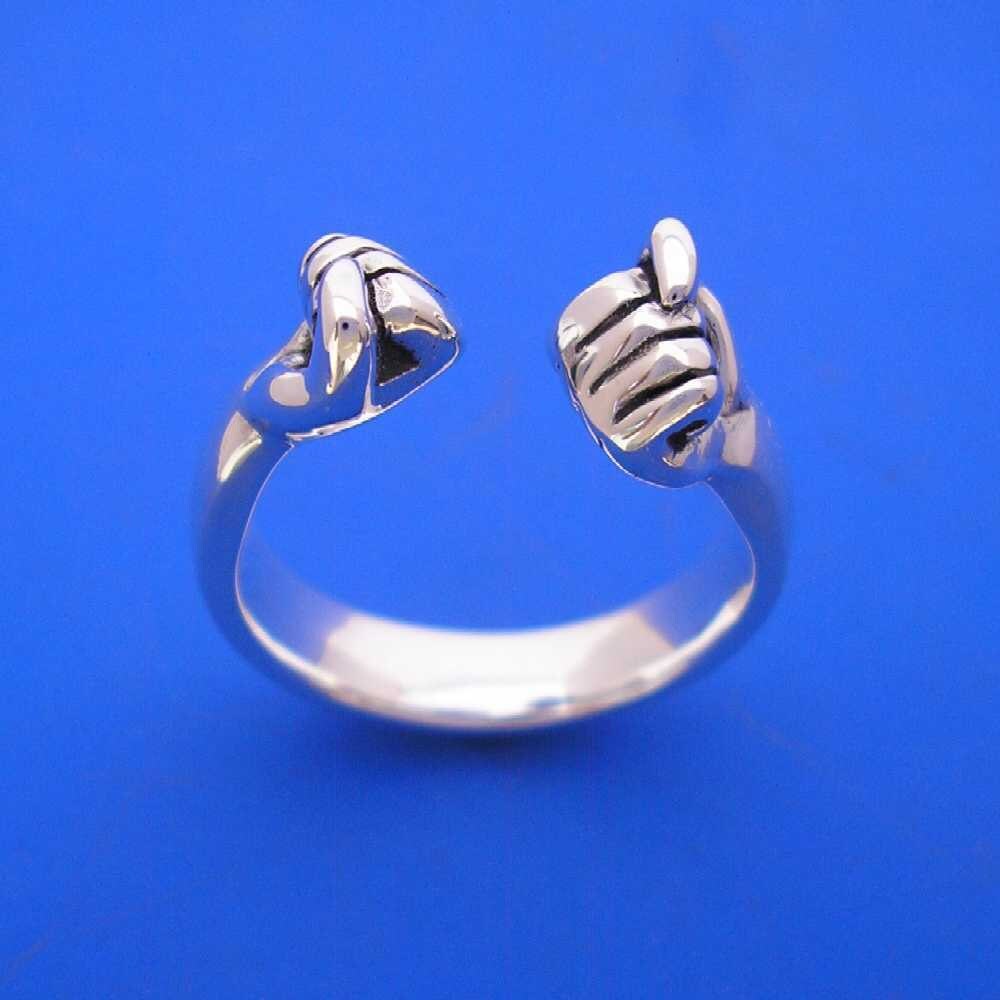Silver Hand Fist Bump Ring Hand Made Solid Silver
