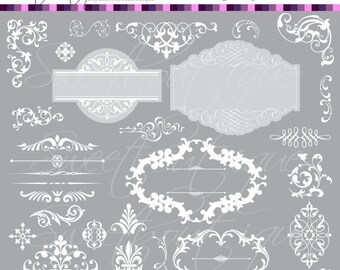 Items similar to Flourish Digital Border Frames Clip Art Ornate Antique ...