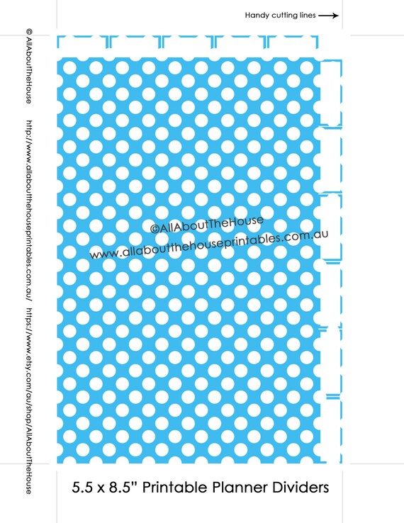 Planner Dividers Half Size Polka Dot Tabbed A5 by AllAboutTheHouse