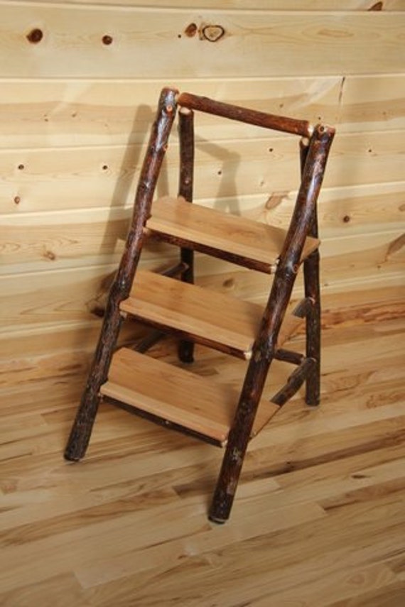 Hickory log step stool
