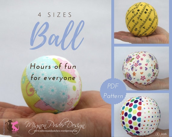 Fabric Ball Sewing Pattern 4 sizes