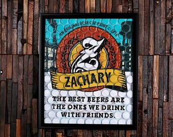 BeerCap Prints™ Beer Cap Art Personalized Gifts by TealsPrairie