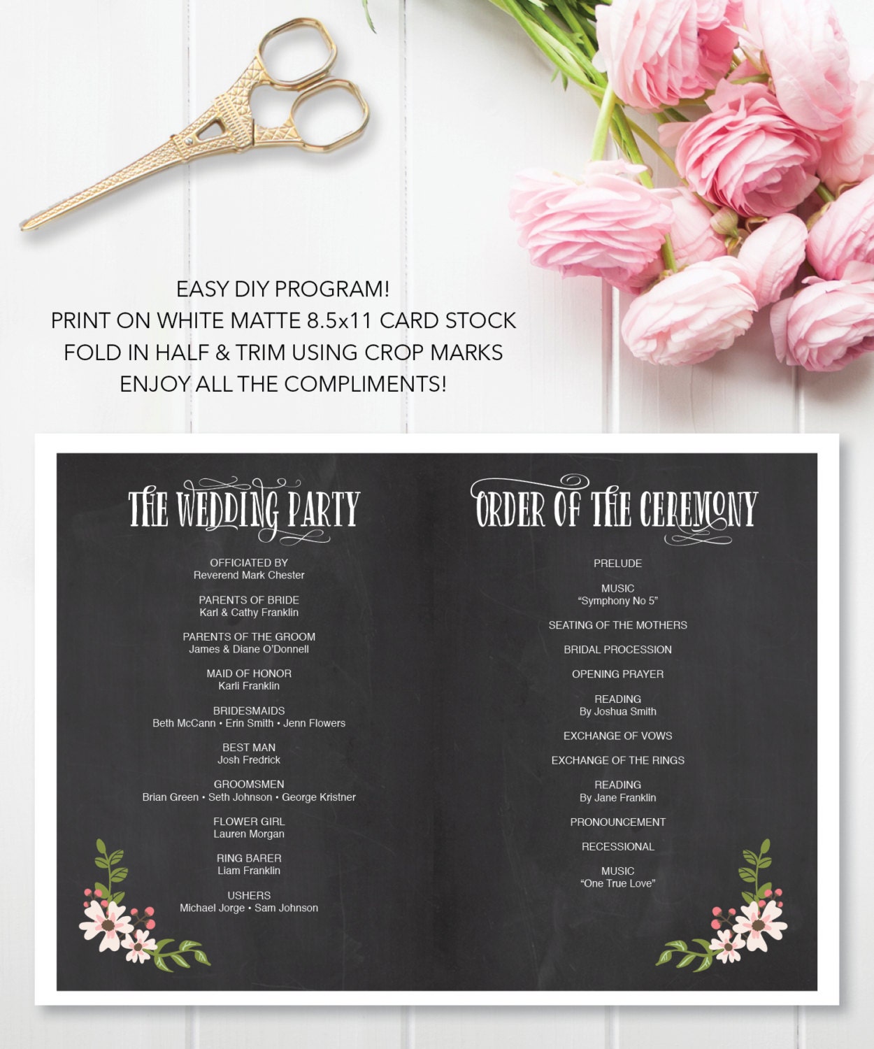 Folded Wedding Program Template DIY by CreativeUnionDesign