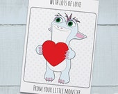 Items similar to From Your Little Monster, Printable Greeting Card ...