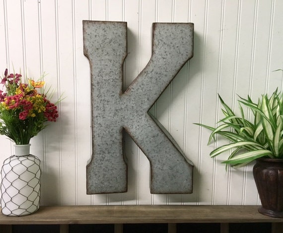Metal Letters/20 Letters/Letter K/Galvanized by TheShabbyStore