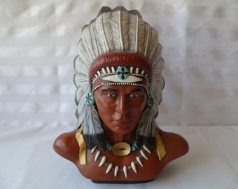 Ceramic indian chief | Etsy