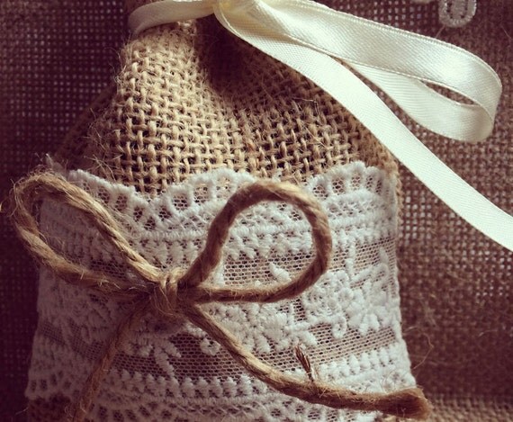 3.5 X 6.5 Burlap Wedding Sachets Burlap And White