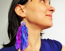 Unique sari silk earrings related items | Etsy