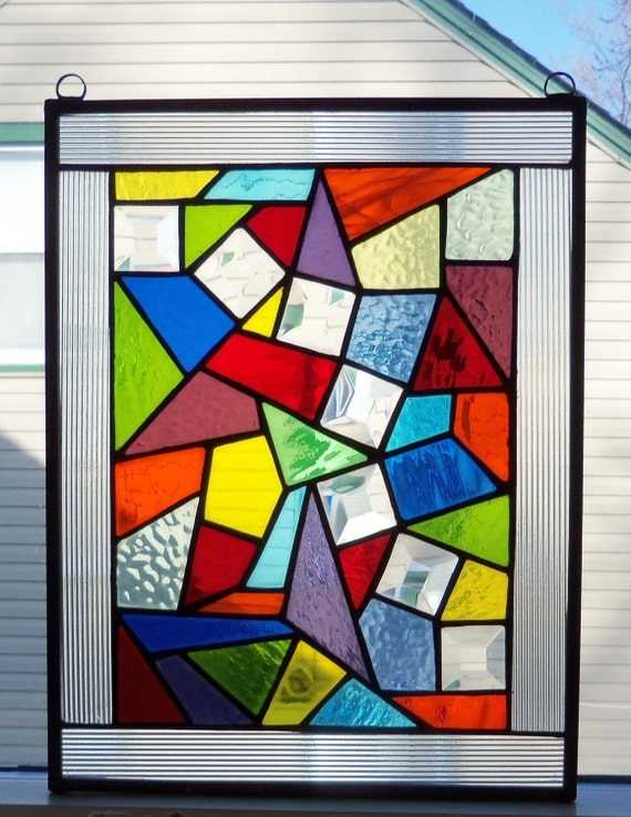 Stained Glass Multi-Color and Clear Bevels-Abstract