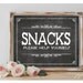 Instant 'SNACKS please help yourself' Printable Sign