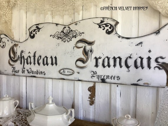 FRENCH CHATEAU WOOD Sign Chateau Francais by FrenchVelvetHorses