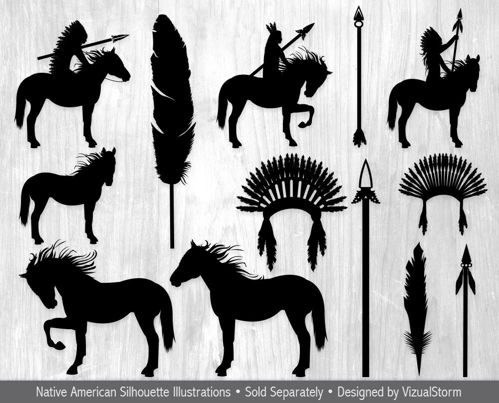 Tribal Arrow Silhouettes Clipart Native American Arrows